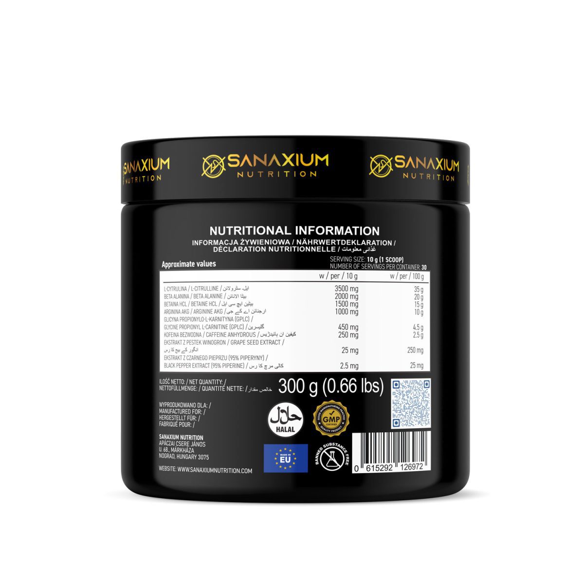 Sanaxium MR EXTREME 300g – Explosive Pre-Workout Formula